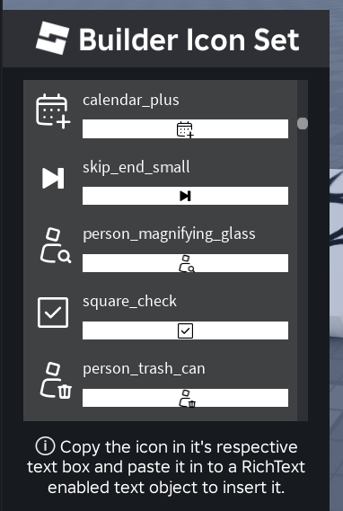 Builder Icon Set - A plugin containing (maybe) all of Roblox's UI icons ...