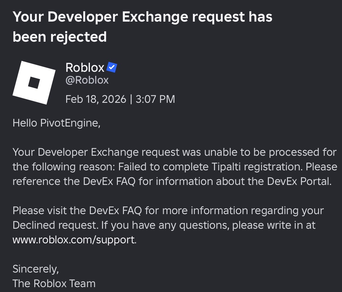 Why can't I DevEx? - Platform Usage Support - Developer Forum | Roblox