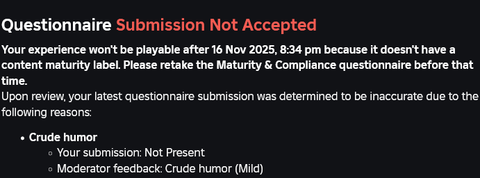 Roblox Moderation wrongly detected crude humour - Roblox Application ...