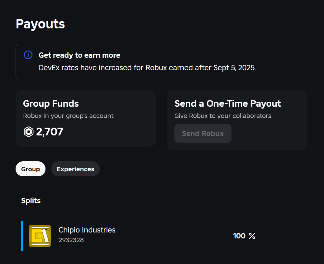 Unable To Pay Out Group Funds - Creator Hub (create.roblox.com) Bugs ...