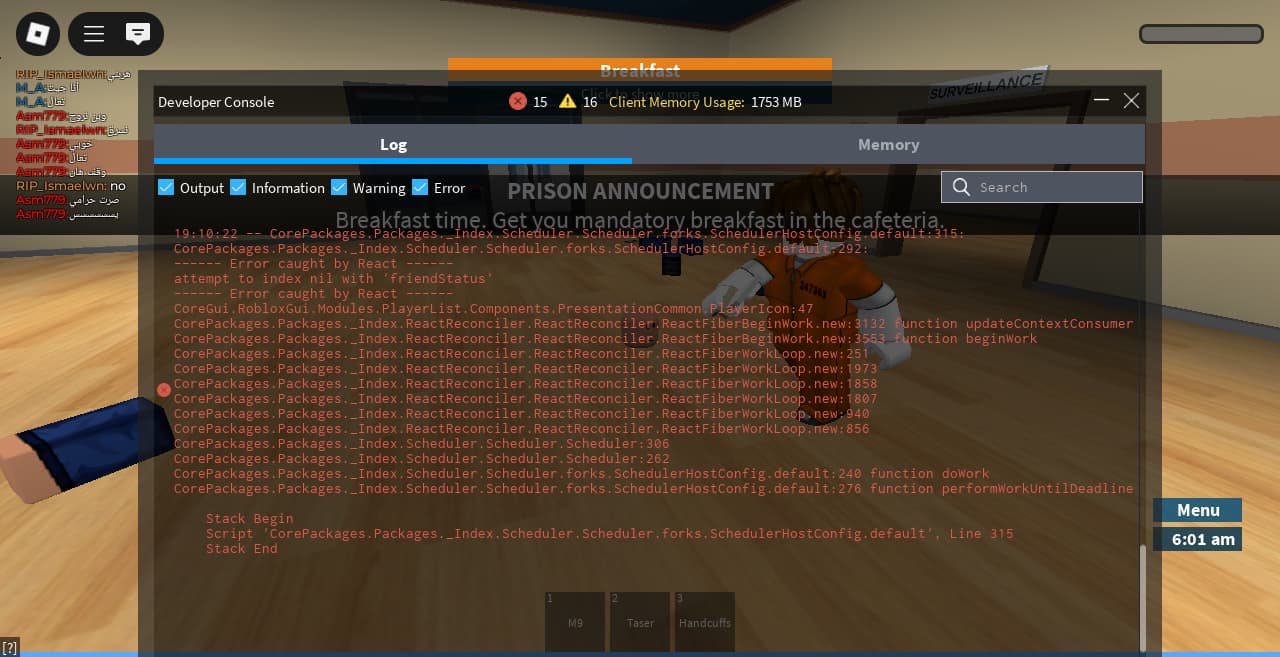 Player List disappears when clicking a player's name if they leave or get kicked at the same ...