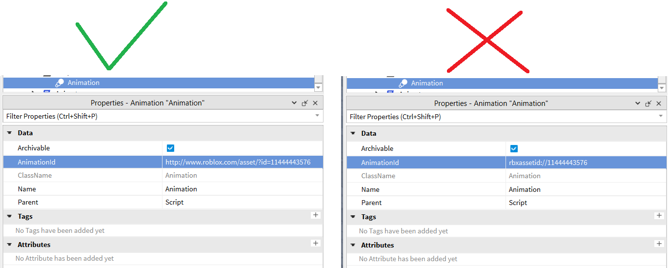 Output spammed with "Failed to load Animation - sanitized ID" for ID's ...