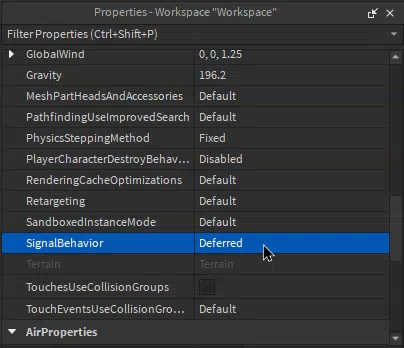 Can't change certain workspace properties - Scripting Support - Developer Forum | Roblox