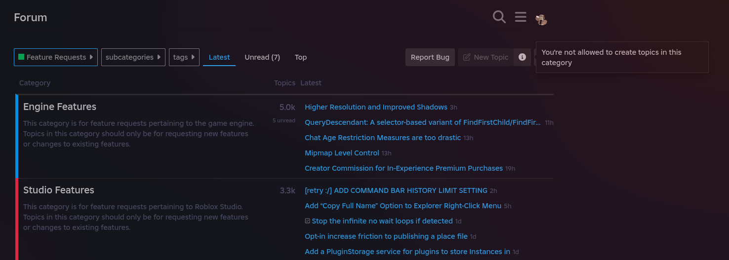 Cannot request to join Feature Requests group -- button is missing ...