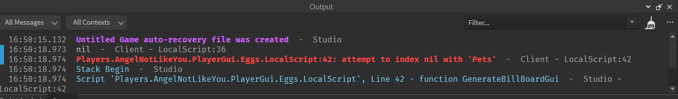 Pet System help, Attempt to index nil with "Pets" - Scripting Support - Developer Forum | Roblox