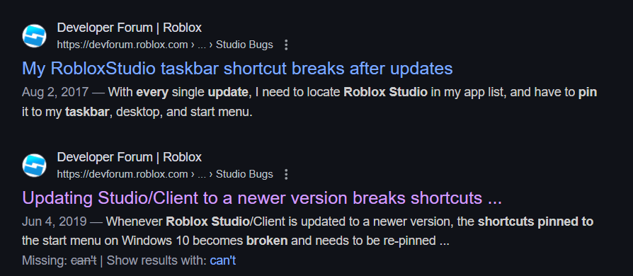 When a new studio update releases, the Windows shortcut is no longer ...