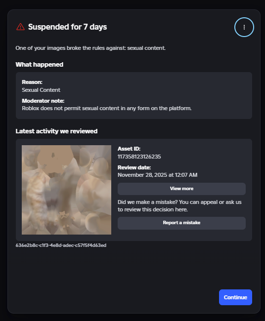 Account banned for "Sexual Content" for uploading a cat texture - Platform Usage Support ...