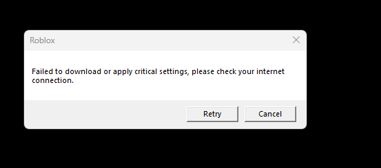 Failed to download or apply critical settings. please check your ...