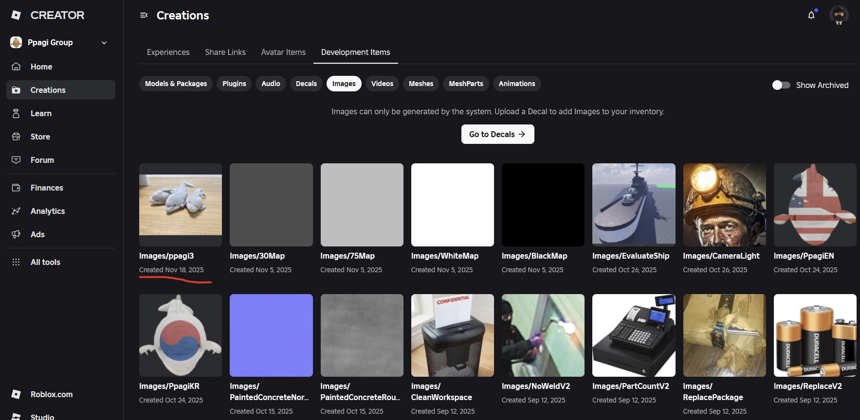 After uploading an image using the Asset Manager, a corresponding decal is not created - Studio ...