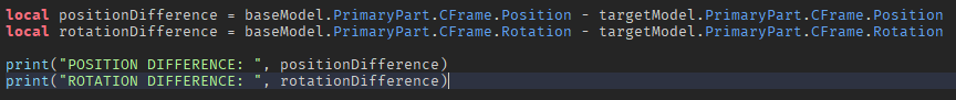 How do I translate a list of CFrames by the difference in rotation and ...