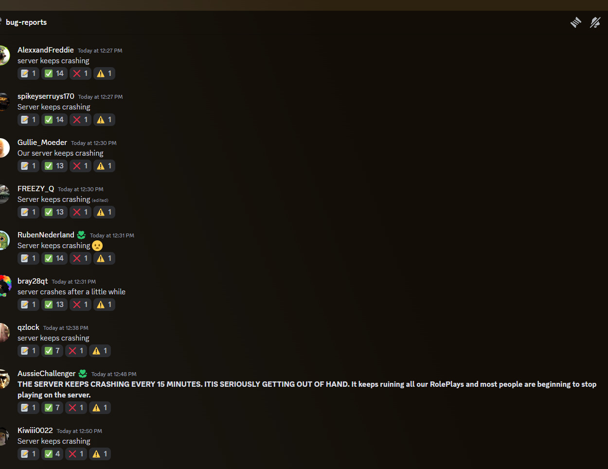 Severs Suddenly Crashing Error 277 Engine Bugs Developer Forum Roblox 