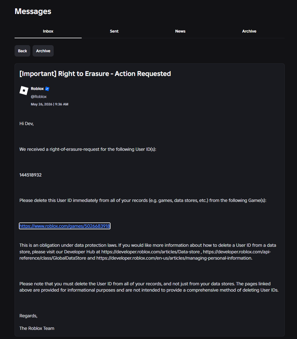 Right to Erasure Requests for games without DataStores enabled - Roblox ...