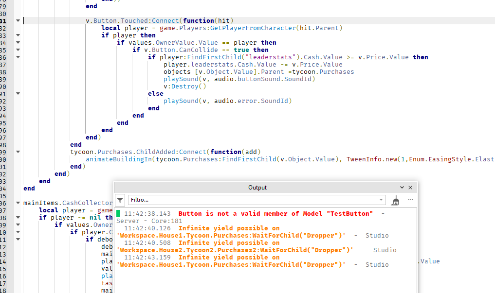 Tycoon And Data Store Buttons Scripting Support Developer Forum Roblox
