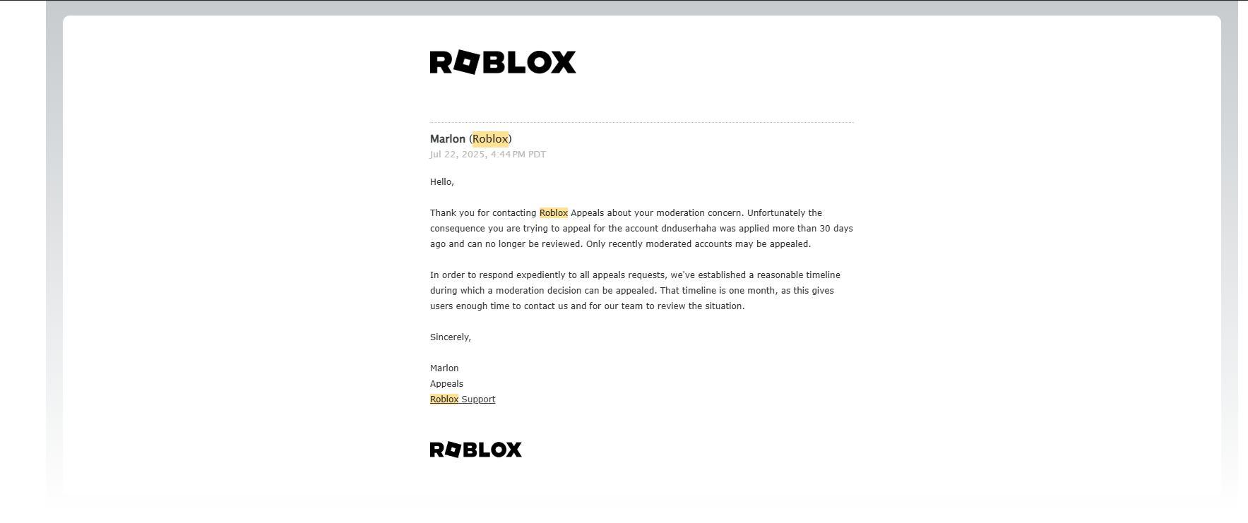 False Enforcement Ban – Linked Alt Hacked, Email Changed on July 11, No ...