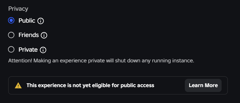 Unable to make game Public (to 16+), even when meeting eligibility ...