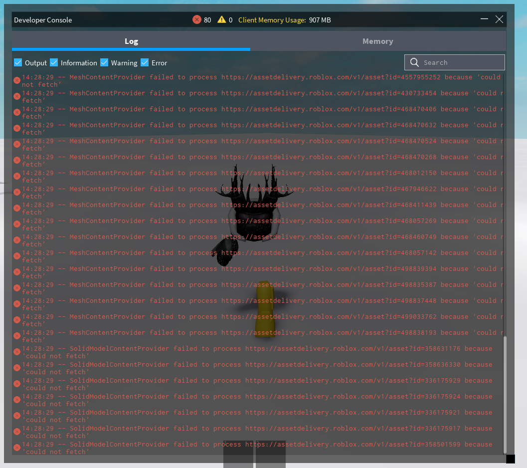 Assets not loading fully in every Roblox experience, unable to edit ...