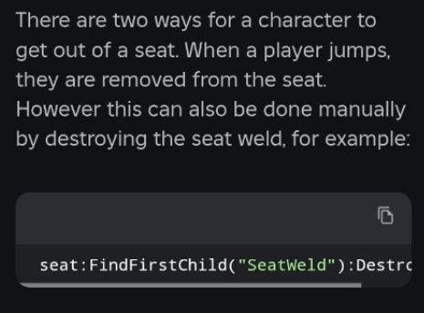 How would I go around making a seating system? - Scripting Support - Developer Forum | Roblox