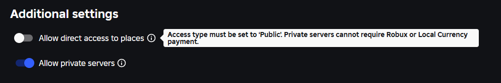 Experience Access Settings tooltips are incorrect - Creator Hub (create ...