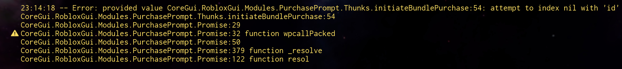 Promptbundlepurchase Causes A Coregui Error With A Bundleid Parameter Greater Than 998 Engine