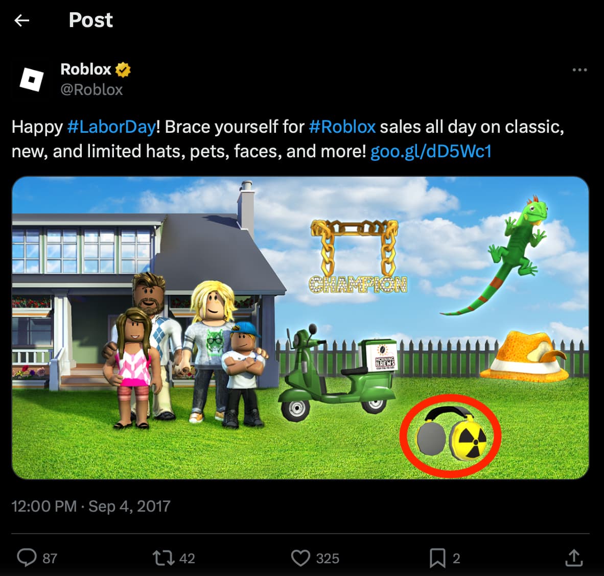 The headphones used in the 2017 Labor Day promotional tweet never came ...