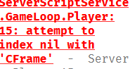 Attempt to index nil with cframe - Scripting Support - Developer Forum | Roblox