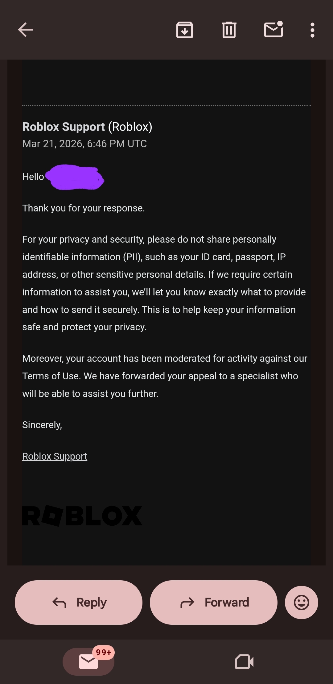 Roblox Improving Their Support (General, Enforcement Bans) - Platform ...