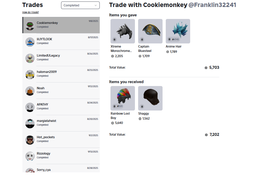 Trades in Trade Tabs: Out of Order - Roblox Application and Website ...