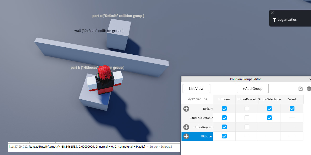 Raycast doesn't recognize CollisionGroups - Scripting Support - Developer Forum | Roblox