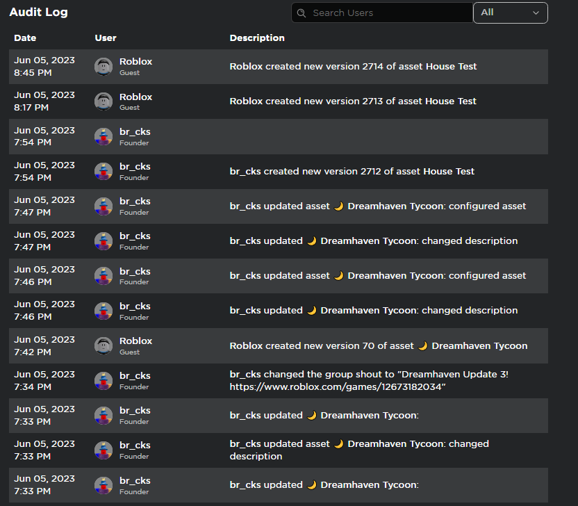 Group Audit Log shows incorrect user - Website Bugs - Developer Forum | Roblox