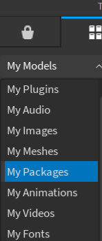 Toolbox, there's no entry for Packages in "Creations", only for Group Packages. While "My ...