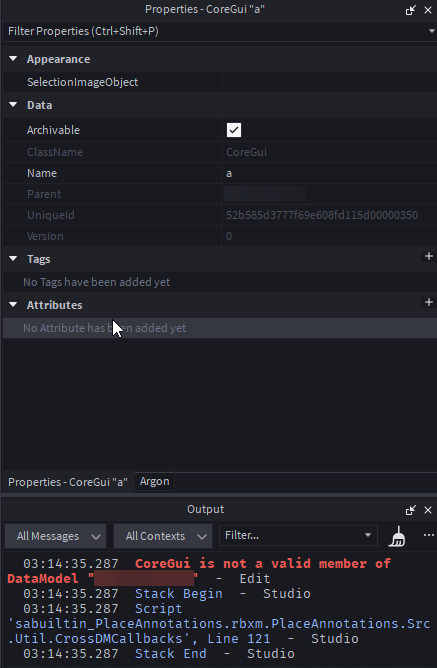 Renaming CoreGui breaks PlaceAnnotations - Engine Bugs - Developer Forum | Roblox