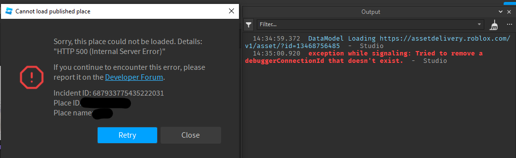 After most recent update, games in Studio AND played on Roblox proper will never load properly ...