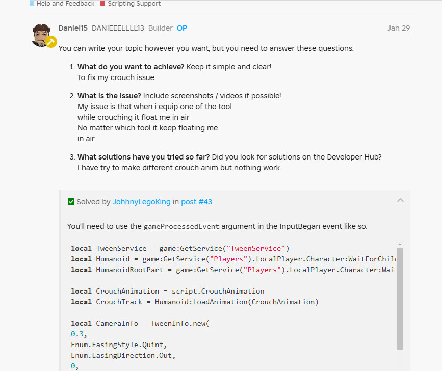 When I Equip Any Tool While Crouching It Float Me Help Scripter Scripting Support 0470