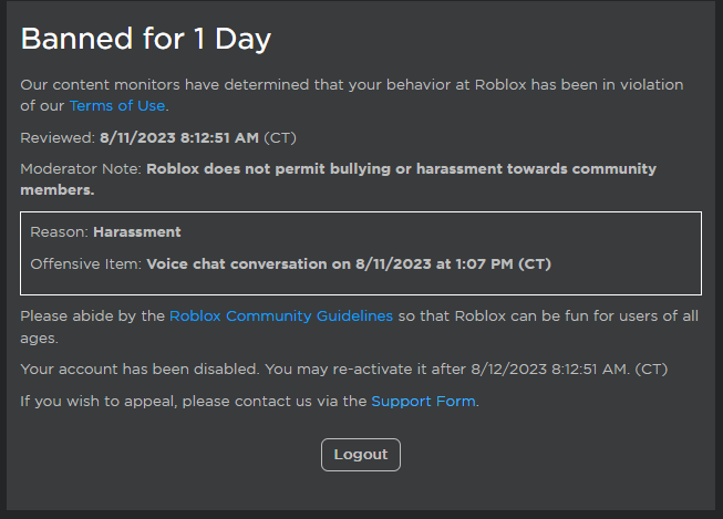 Voice chat moderation : Moderation reason needs to be given when banned from voice chat - Page 7 ...