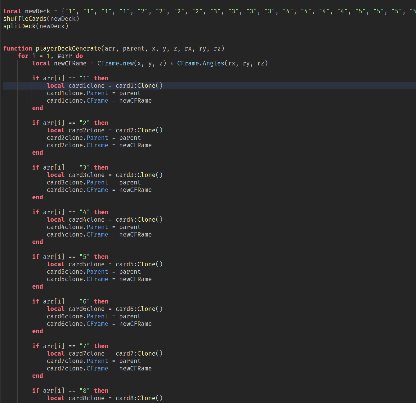 Noobie card game stump - Scripting Support - Developer Forum | Roblox