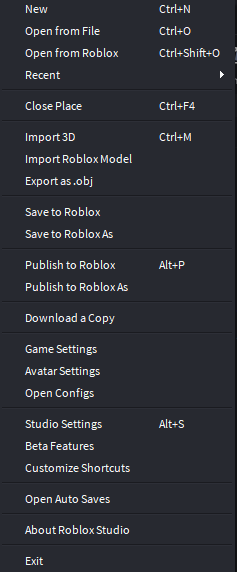Unable to find "Save to File As" button in Roblox Studio - Platform ...