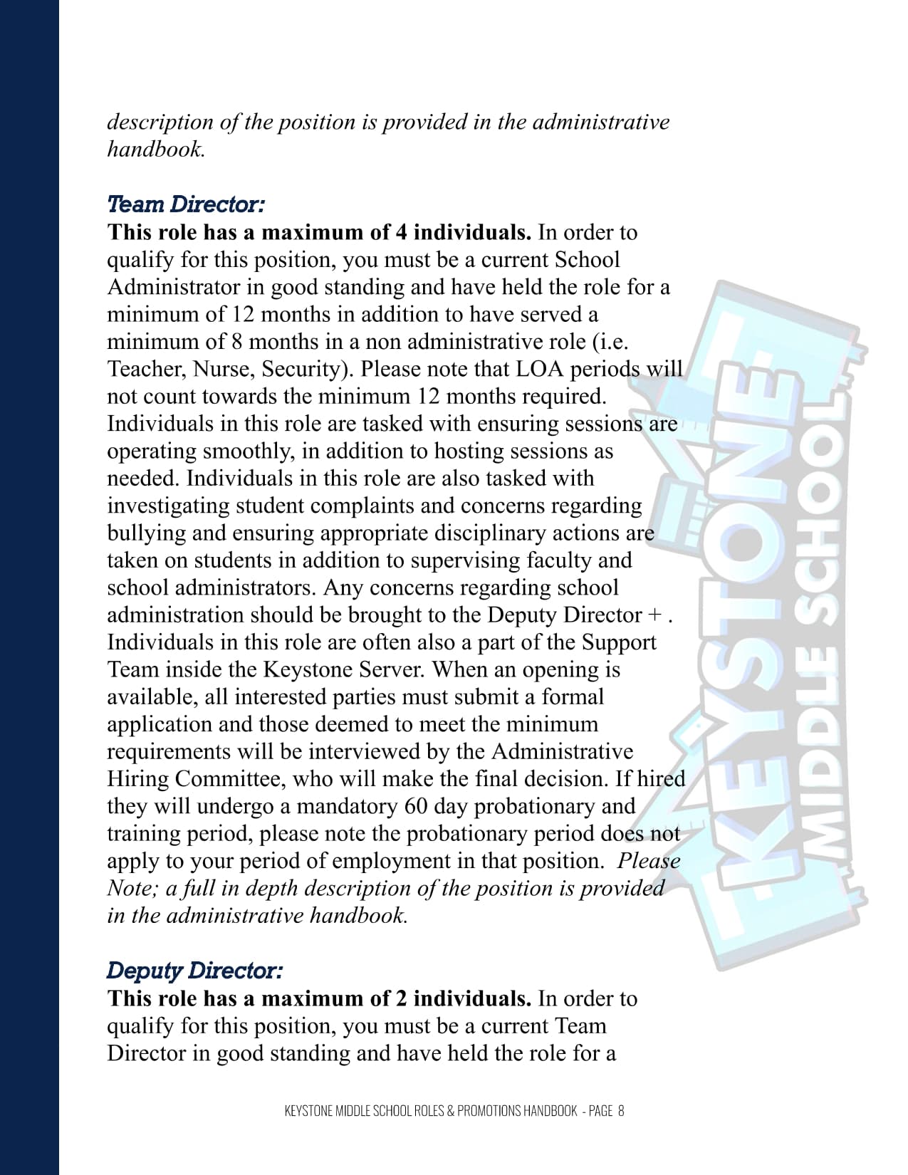 Keystone Roles & Promotion Handbook - Bulletin Board - Developer Forum ...