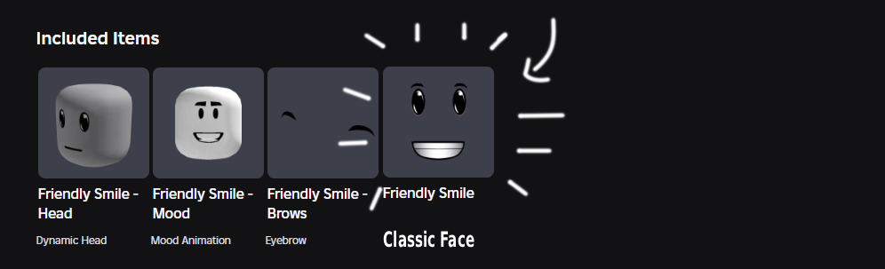 Include the 2D original face in the bundle when we buy the Roblox ...