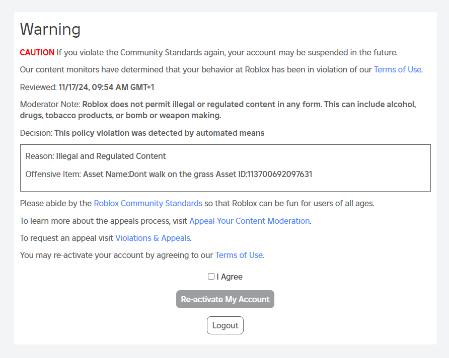 I got a warring for something I dont think violates the TOS - Platform ...