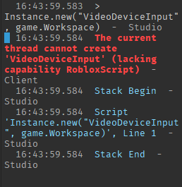 Roblox VideoDeviceInputs - How to use them? - Scripting Support - Developer Forum | Roblox