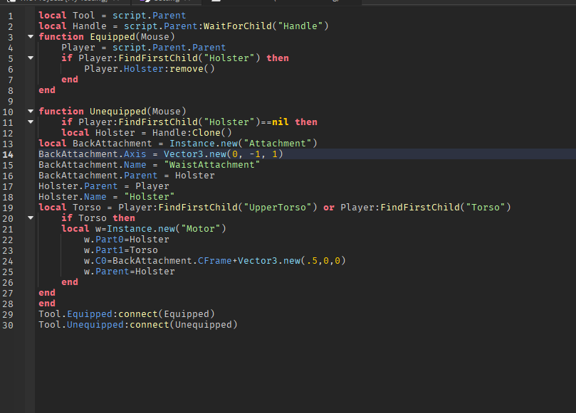 Holstering Script Issue - Scripting Support - Developer Forum | Roblox