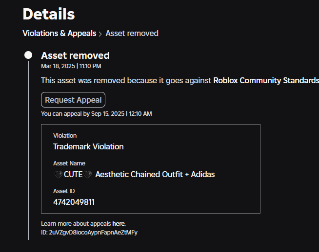 I'm getting moderation actions on my account for clothing I've uploaded ...