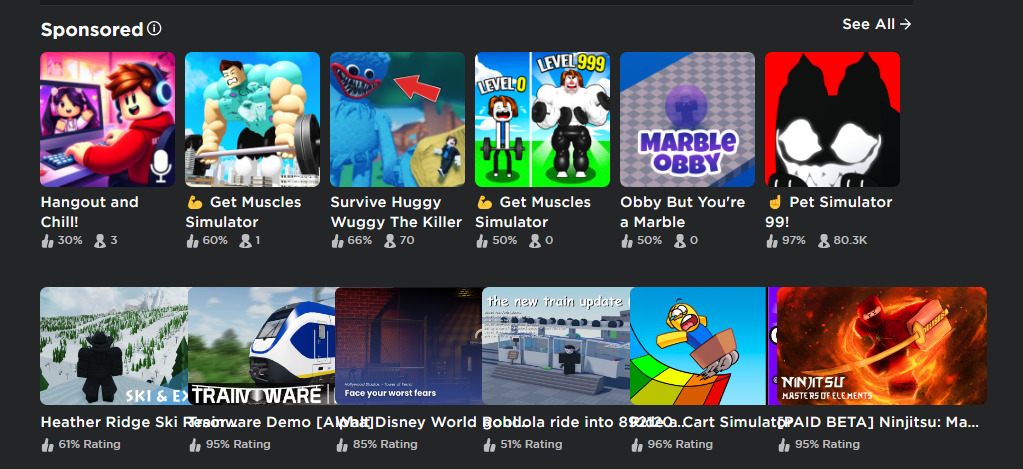 The changes on the Experience Tiles are broken - Roblox Application and ...