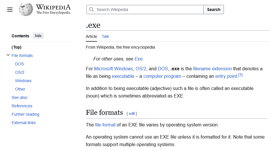 Moderation detects the word exe as a domain name when it never was and never will be a domain ...