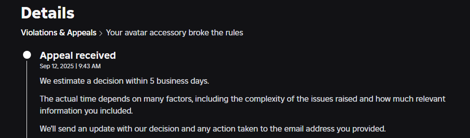 Roblox Violations and Appeals Page Consistently Fails to Make Decisions ...