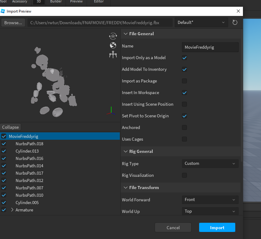 Issue with custom rig in 3d importer - Art Design Support - Developer Forum | Roblox