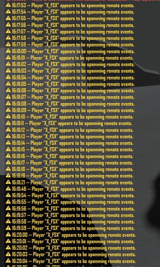 Player "X_FSX" appears to be spamming remote events - Scripting Support - Developer Forum | Roblox