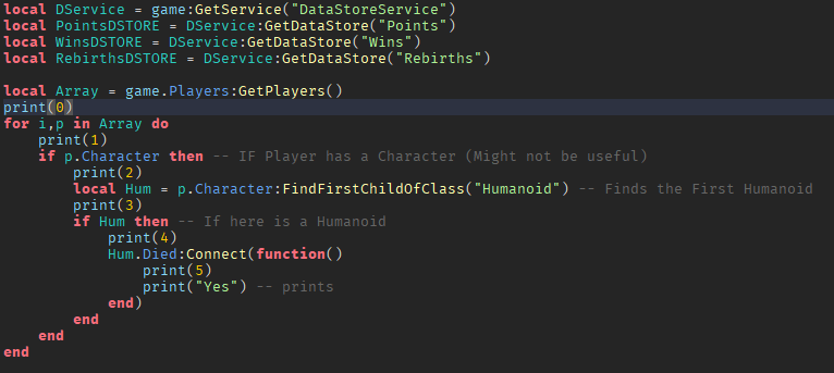Humanoid.Died Isn't Working - Scripting Support - Developer Forum | Roblox