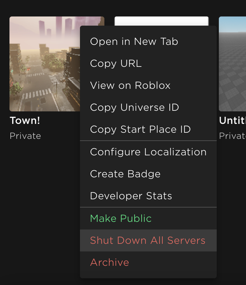 Button to shutdown specific place will shutdown all servers of all ...