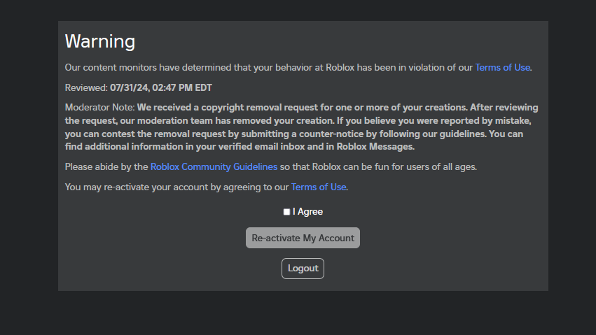 DMCA System has a giant flaw - Website Features - Developer Forum | Roblox